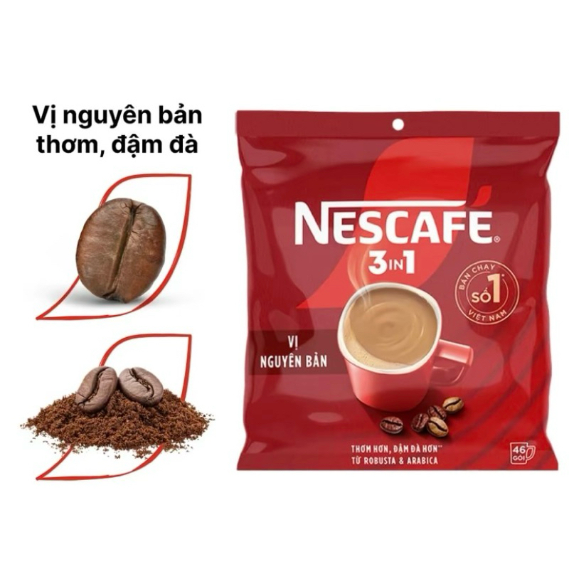 Cà Phê Sữa NesCafé 3 in 1 Đậm Đà Hài Hòa 736g(46gói x16g) | Shopee Việt Nam
