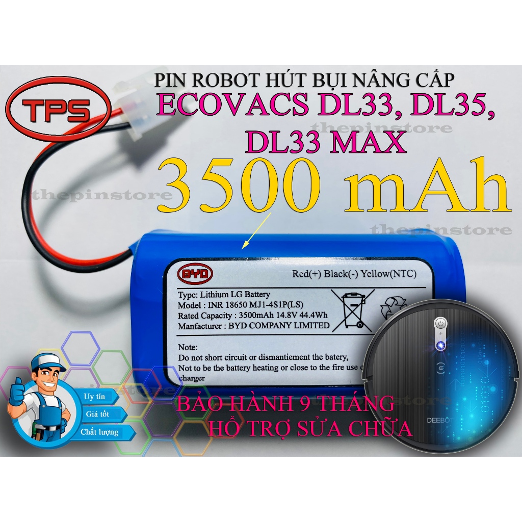 PIN ROBOT HÚT BỤI NÂNG CẤP ECOVACS DL33, DL35, DL33 MAX BẢO HÀNH 9 THÁNG | Shopee Việt Nam