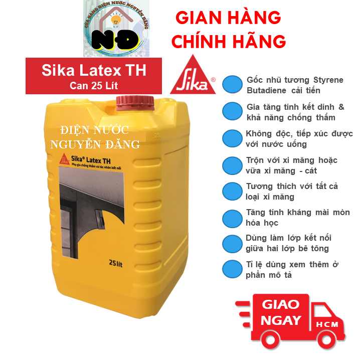 [Hỏa Tốc] Can 25 Lít Phụ Gia Chống Thấm Sika Latex TH Và Tác Nhân Kết Nối Cho Vữa và Bê Tông ...