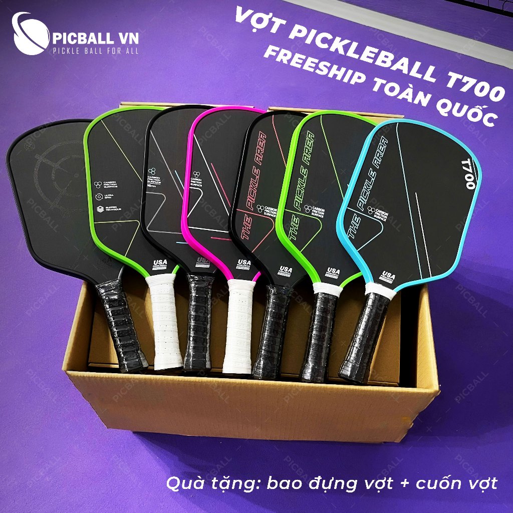 [HỎA TỐC] Vợt Pickleball Carbon T700/ T700 PRO Siêu Nhám, Độ Nảy Tốt, Dày 16mm, tặng kèm bao vợt ...