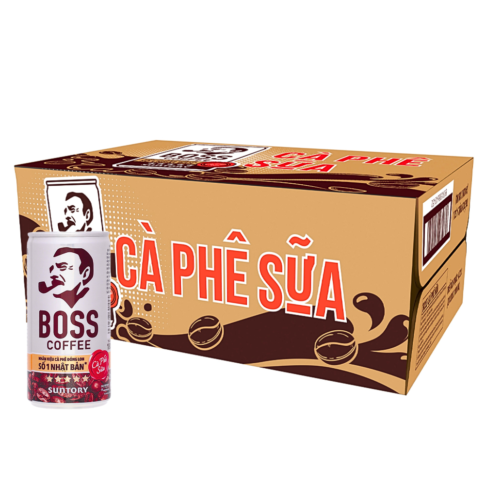 Thùng 24 lon cà phê sữa Boss lon 180ml | Shopee Việt Nam