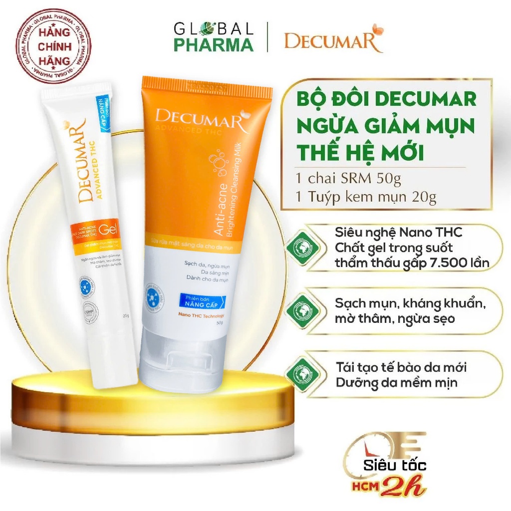 Decumar Advanced: gel ngừa mụn và sữa rửa mặt mờ sẹo thâm, kiểm soát ...