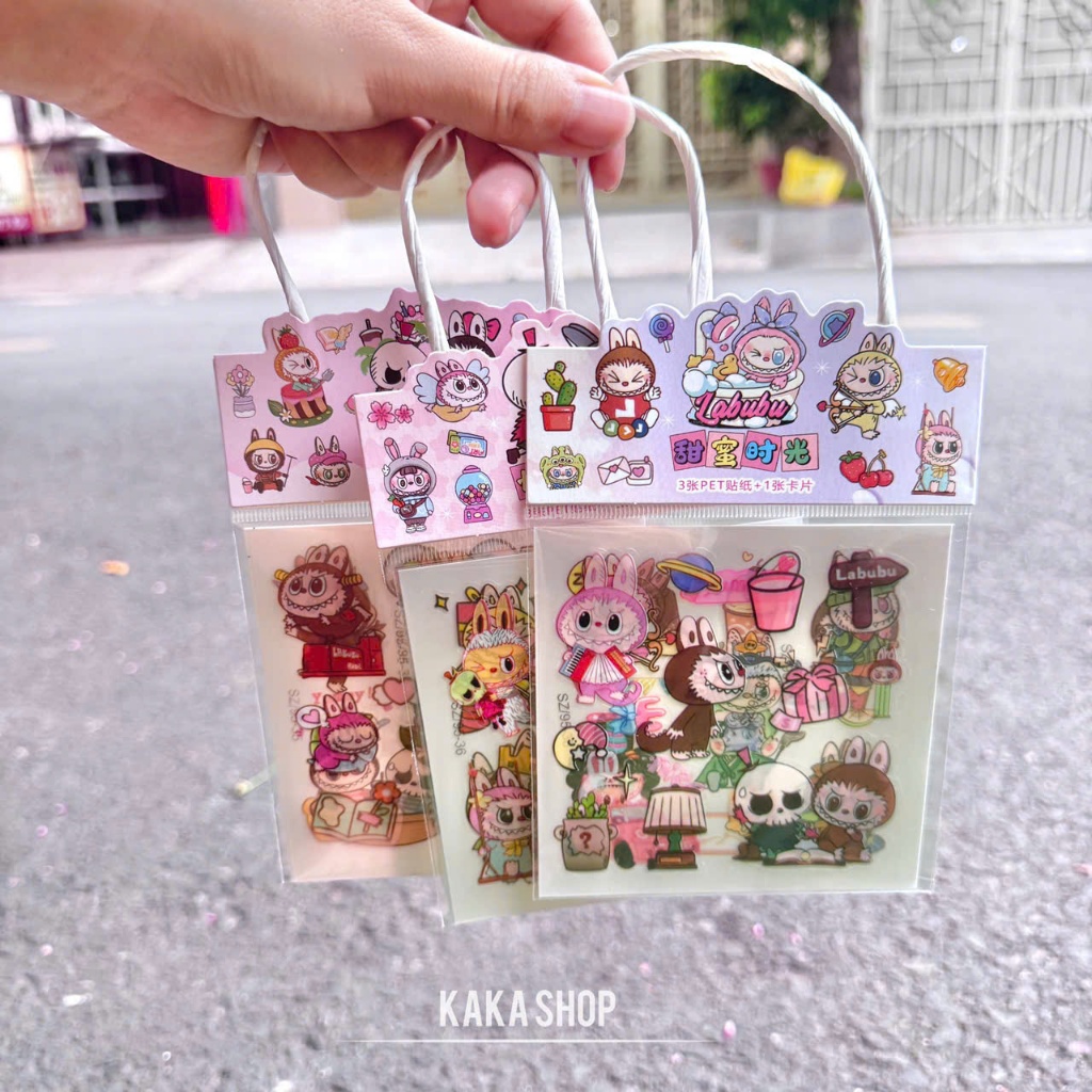Túi 3 Tấm Sticker Labubu-sticker QUÁI VẬT THỎ labubu monster nhiều răng ...