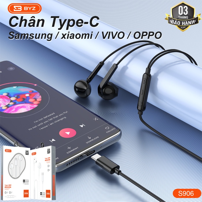 Tai Nghe BYZ S906 Chân Type-C và Tai Nghe Cắm Dây Hoco M115 Cổng Type-c ...