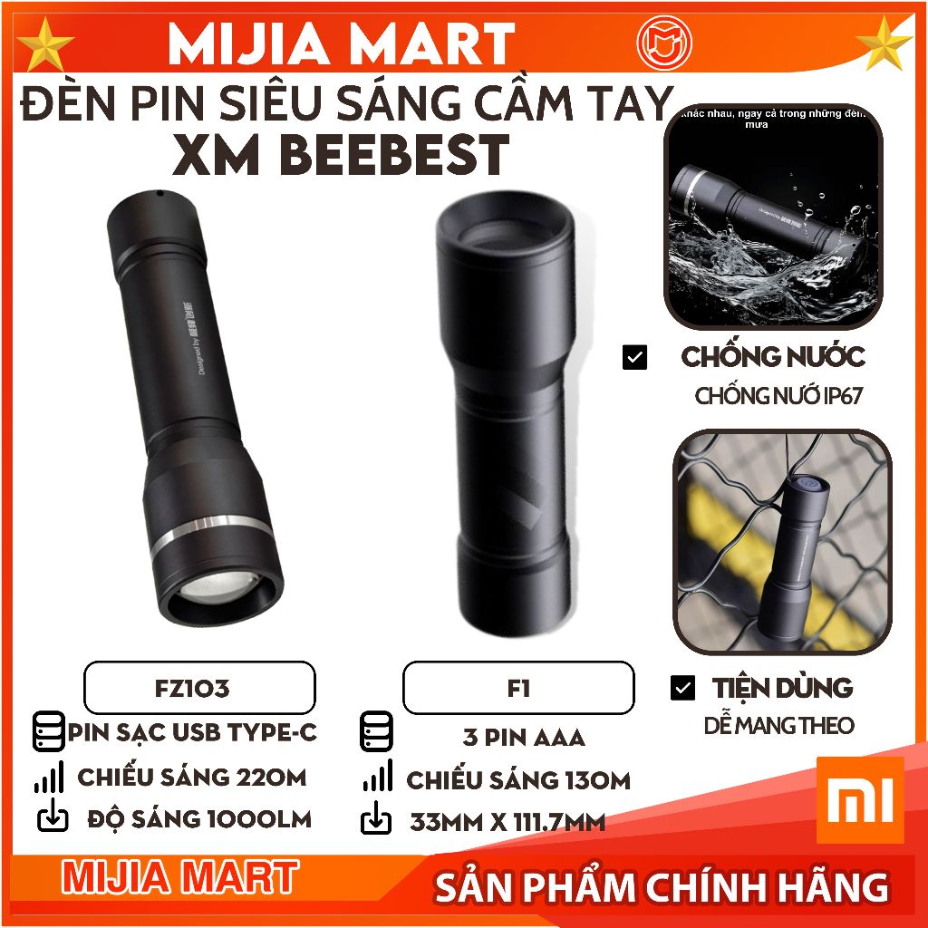 Đèn pin siêu sáng cầm tay XM beebest fz101, Đèn pin XM BeeBest F1 | Shopee Việt Nam