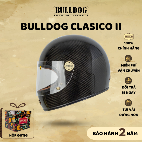 Mũ Bảo Hiểm Fullface BULLDOG Clasico II Carbon Có Kính Phong Cách Retro ...