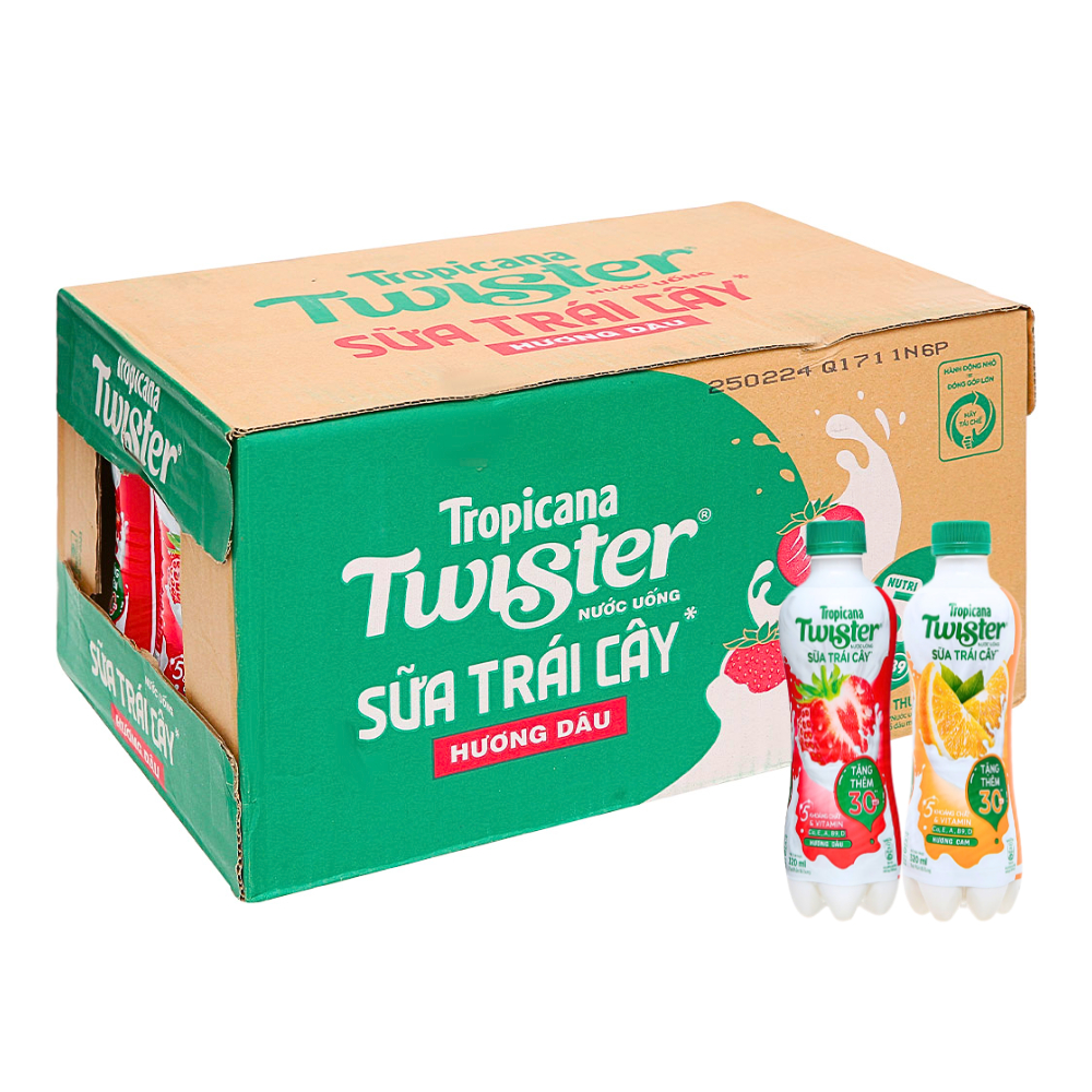 Thùng 24 chai sữa trái cây Twister Juicy Milk vị cam/dâu chai 320ml | Shopee Việt Nam