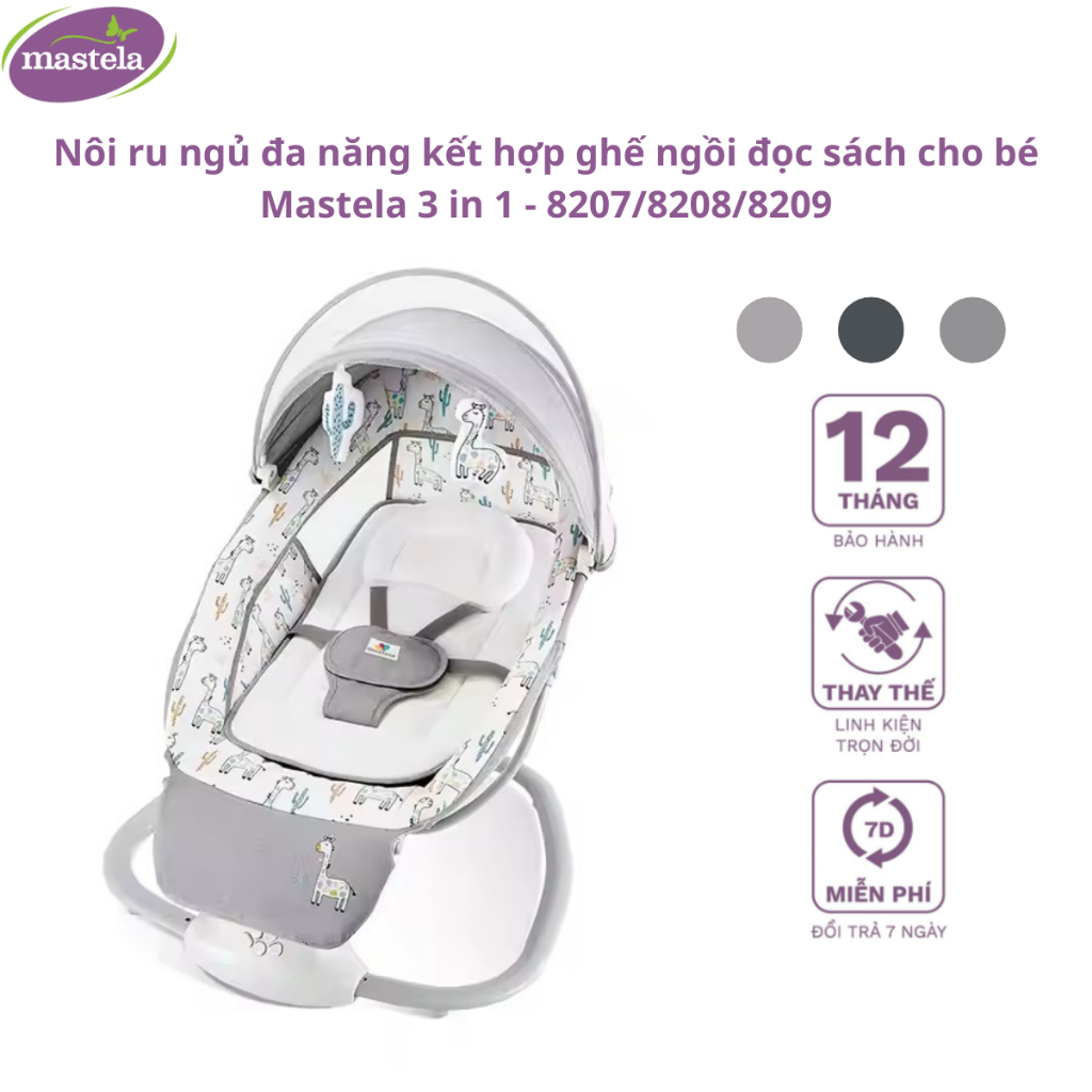 Nôi ru ngủ đa năng kết hợp ghế ngồi đọc sách cho bé - Mastela 3 in 1 (từ sơ sinh đến 36 tháng ...