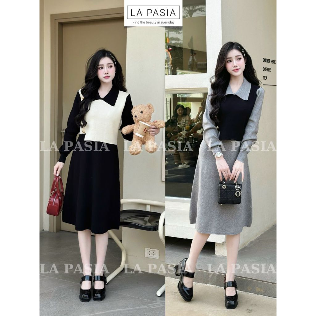 [HÀNG CÓ SẴN]Váy Đầm Len Dáng Xòe Dài Cổ Polo LAPASIA LP153 Tiểu Thư ...