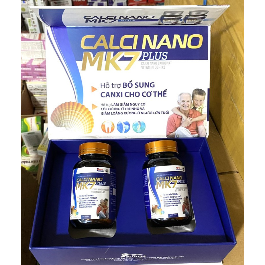 Calci nano MK7 plus Carbonat Vitamin D3 K2 bổ sung canxi Chống Còi Xương Loãng Xương răng xương ...