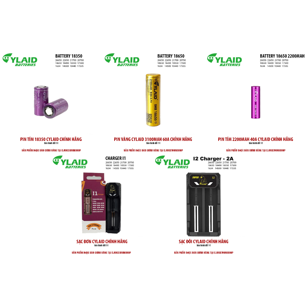 Pin Cylaid Sạc Cylaid 18350 18650 dung lượng cao Freeship | Shopee Việt Nam
