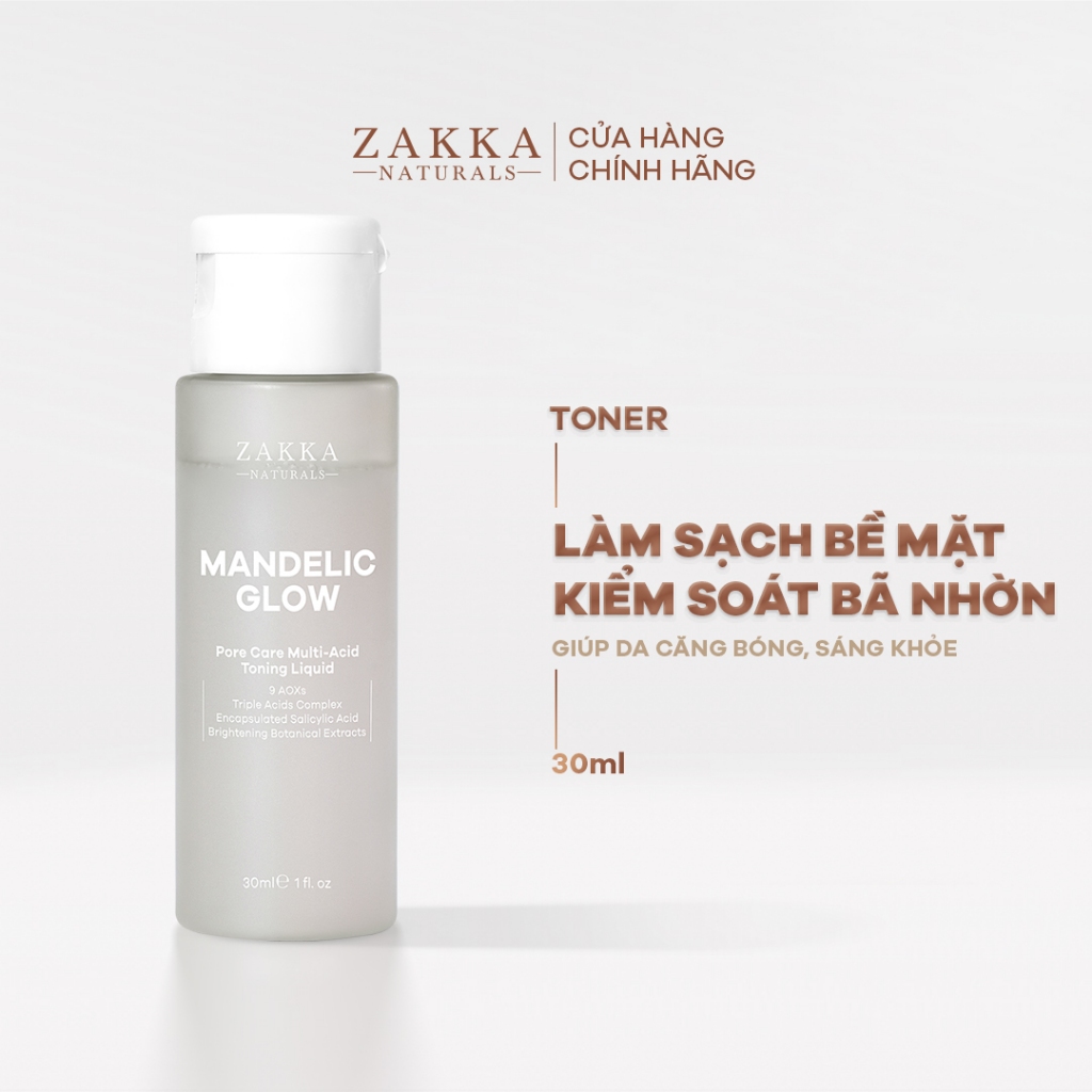 Toner Tẩy Da Chết Zakka Naturals AHA, BHA Mandelic Glow Pore Care Multi ...