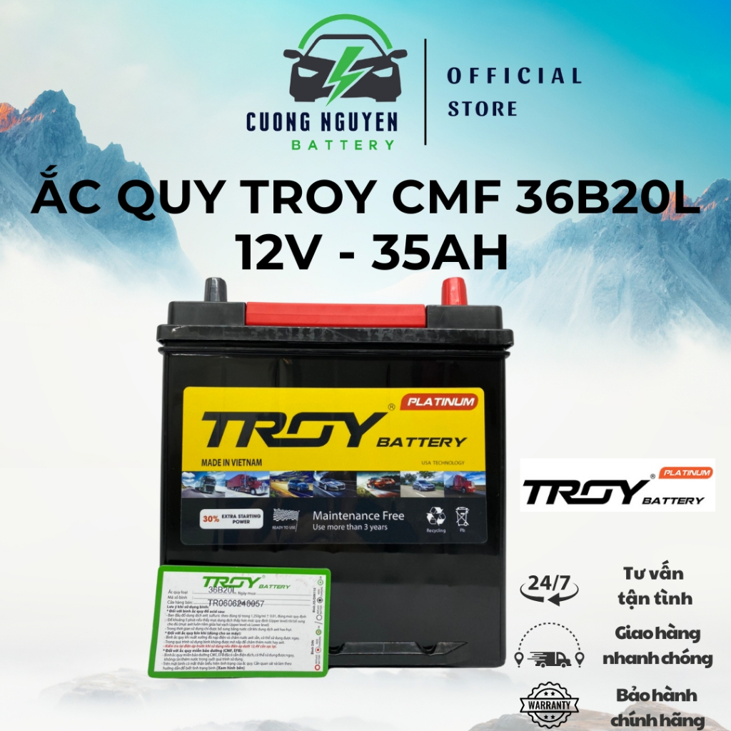 Ắc Quy Troy CMF 36B20L 12V-35AH,dùng cho Toyota,Honda Accord, Innova ...