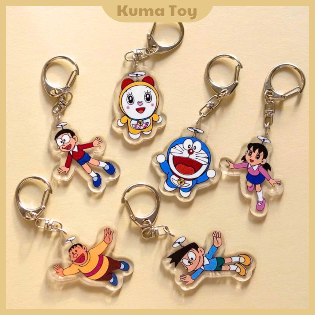 Bộ móc khóa mica Doraemon Nobita Xuka Xeko Chaien - Standee đế dựng ...