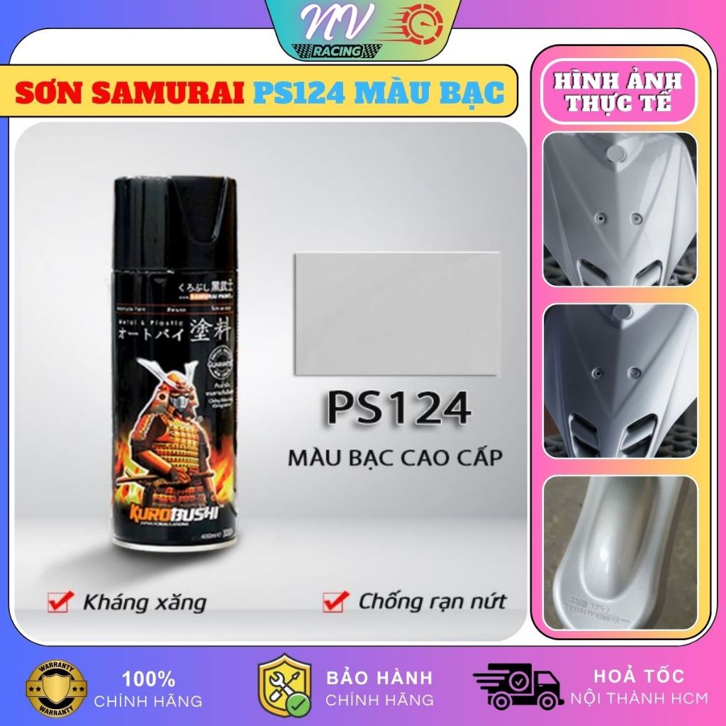 Sơn Samurai Màu Bạc Cao Cấp PS124 400Ml Chính Hãng, Sơn Xịt Dàn Áo Xe ...