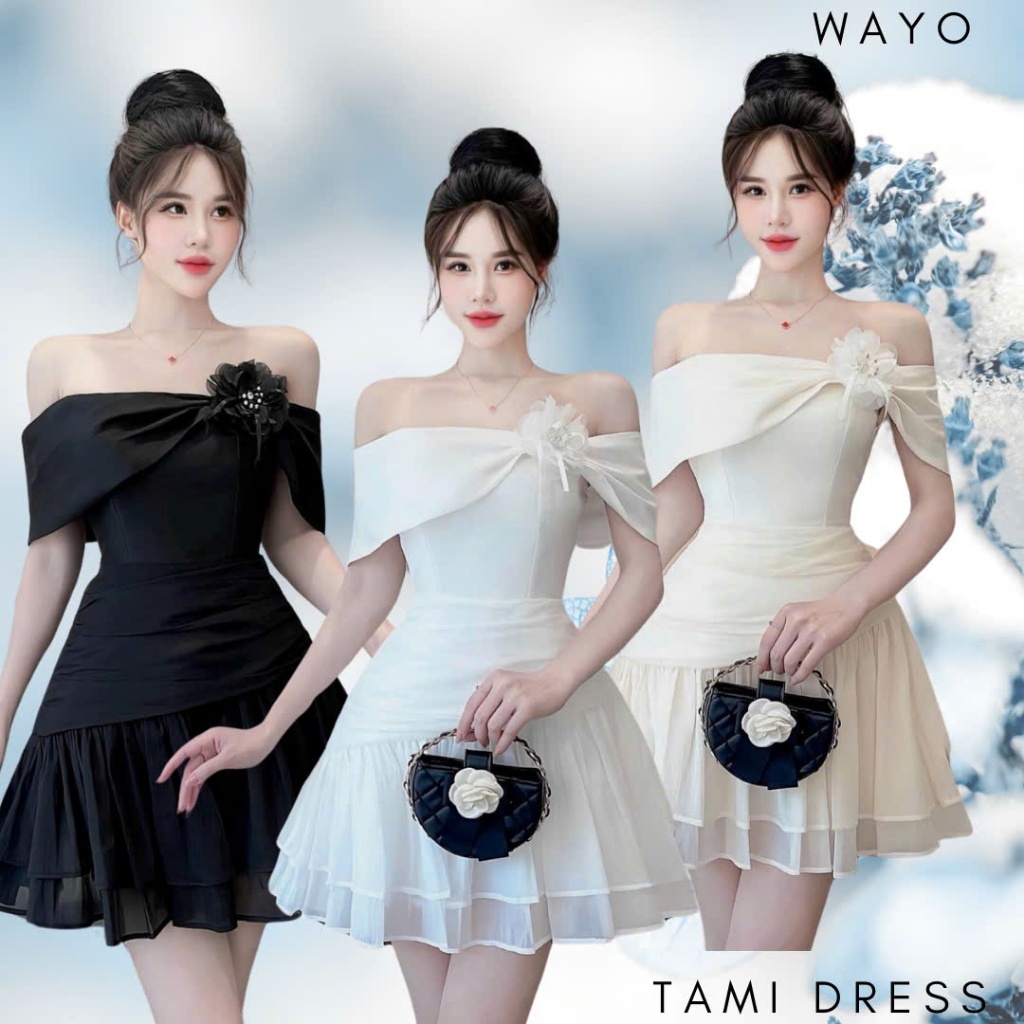 [Tami Dress] Đầm WAYO thiết kế trễ vai tafta phối voan cao cấp dự tiệc ...