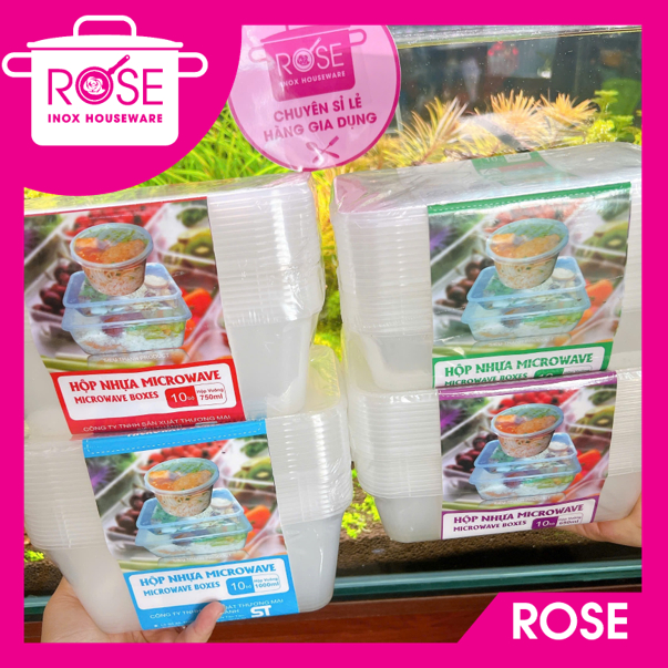 COMBO 10 bộ hộp nhựa Microwave - Hôp nhựa chữ nhật đủ size để thức ăn ...