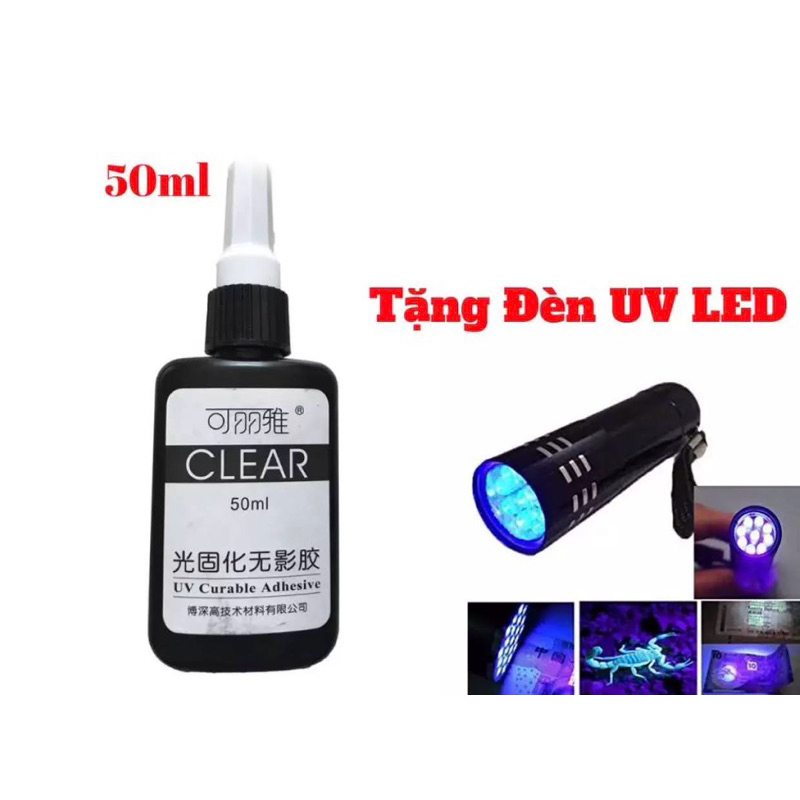 Combo Keo + Đèn UV Clear Cao Cấp Dán Kính-Thép- Mica Trong Suốt Keo Sệt ...