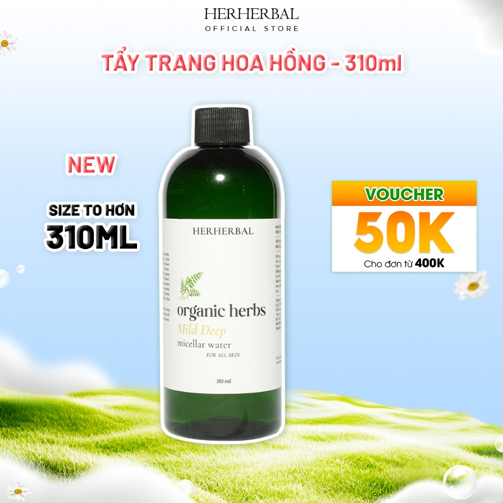 Tẩy trang thảo dược hữu cơ không mùi, sạch và dịu nhẹ cho mọi loại da Herherbal Micellar water ...