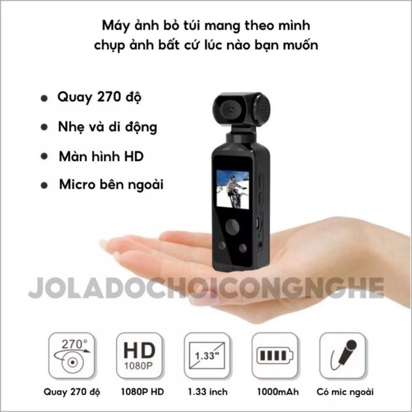 Máy quay gopro pocket 2 pro, Máy ảnh mini quay phim cầm tay nhỏ gọn, Camera hành trình với màn ...