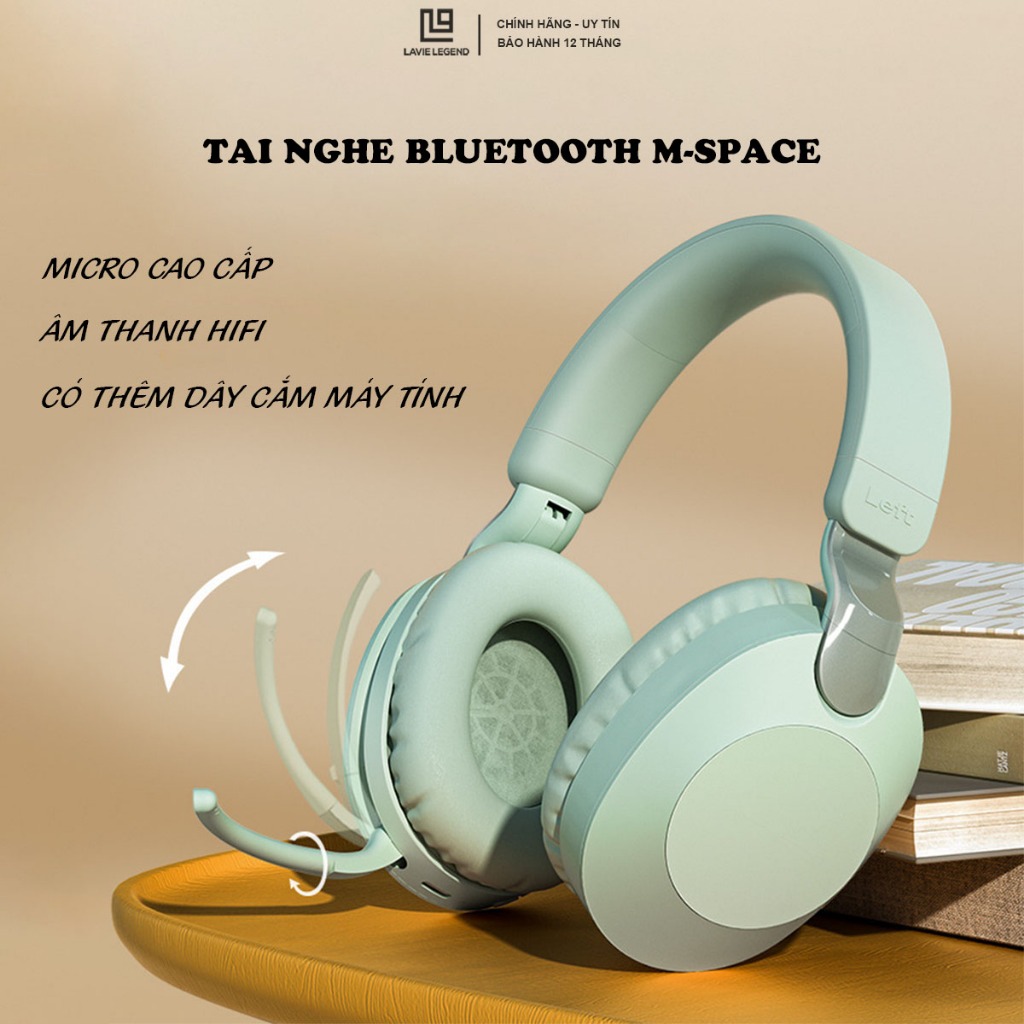 Headphone Bluetooth Có Mic M-SPACE MS-B2 Tai Nghe Chụp Tai Gaming Bass Mạnh Dùng Cho Máy Tính ...
