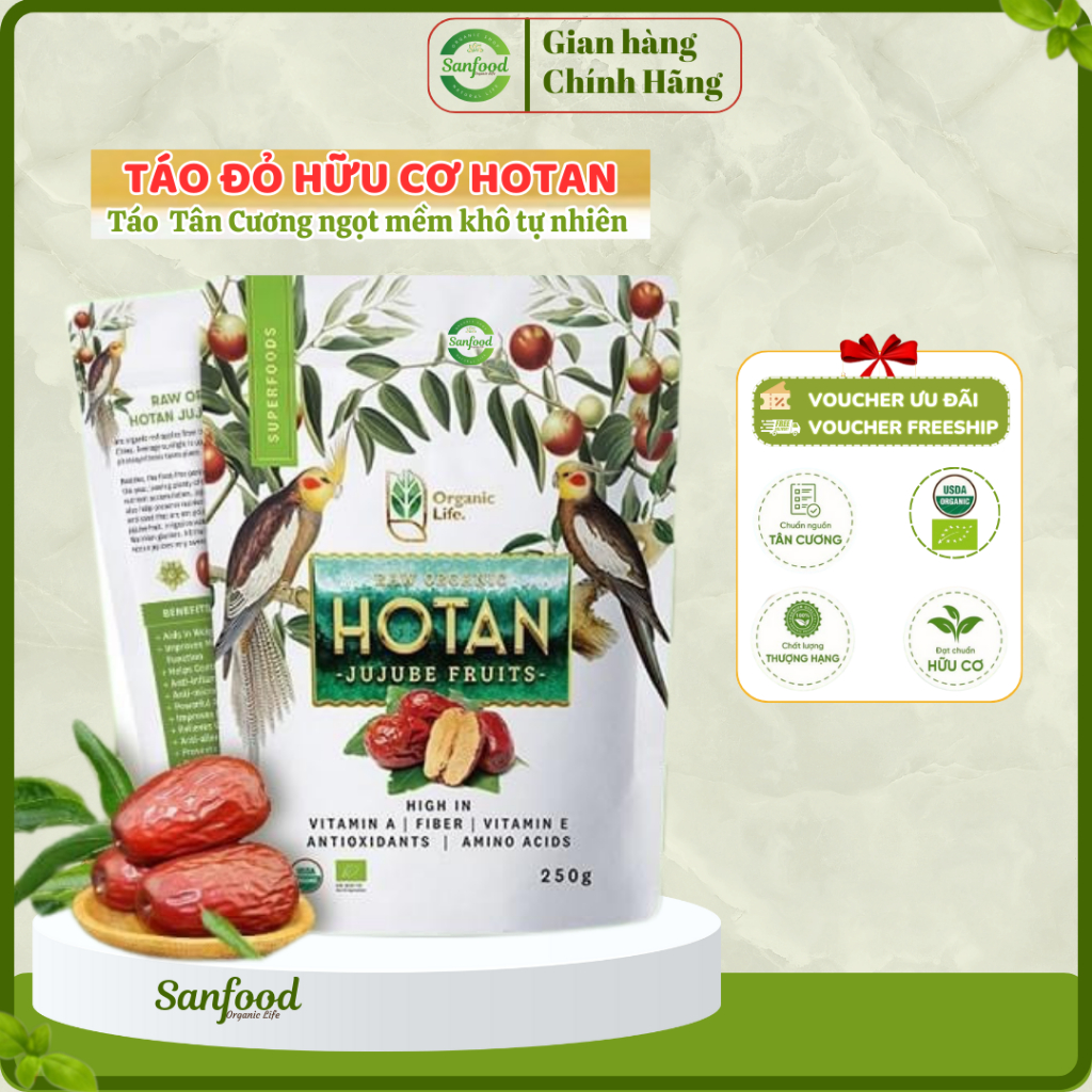 Táo đỏ Tân Cương hữu cơ Hotan Organic Life dẻo mềm khô tự nhiên ...