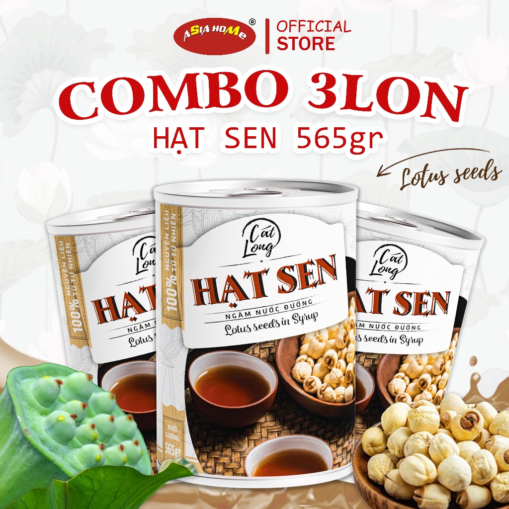 Combo 3 lon Hạt sen đóng hộp 565gr, sen bùi thơm ăn liền | Shopee Việt Nam