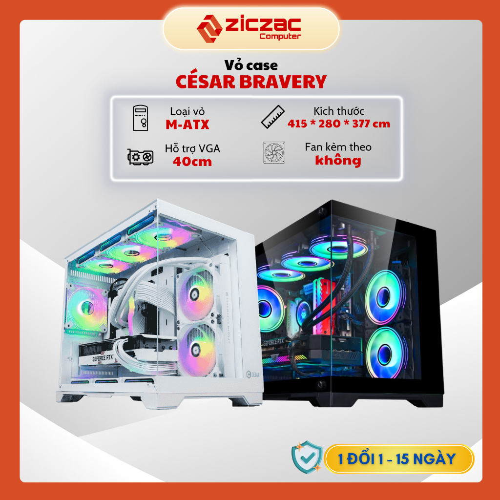 [Xả hàng] Vỏ case César Bravery m-ATX bể cá 2 mặt kính cường lực to ...