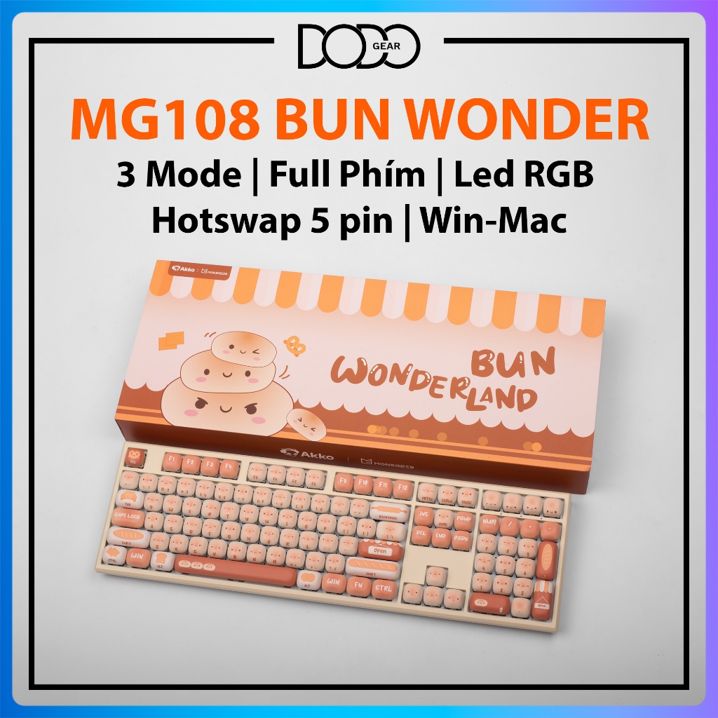 Bàn phím cơ MonsGeek MG108 Bun Wonderland led RGB hotswap 5 pin bàn ...