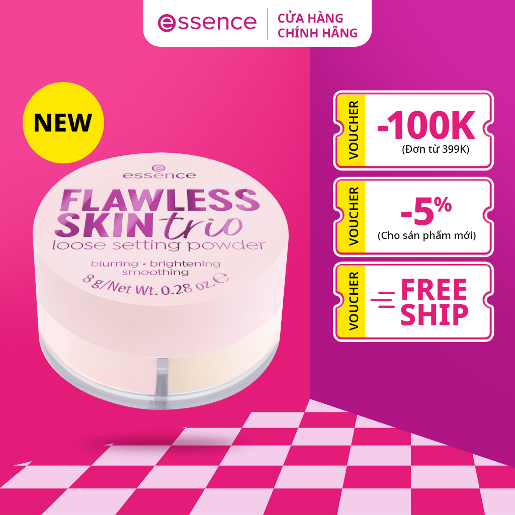 Phấn phủ bột 3 màu essence FLAWLESS SKIN trio loose setting powder 10 ...