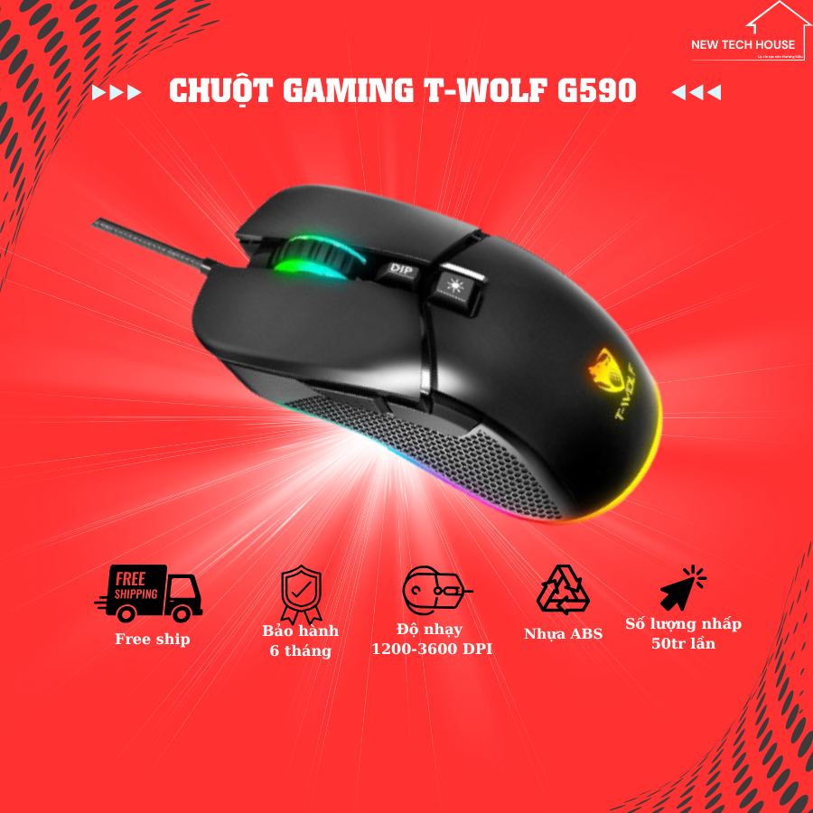 Chuột gaming RGB T-WOLF G590 7200DPI | Shopee Việt Nam