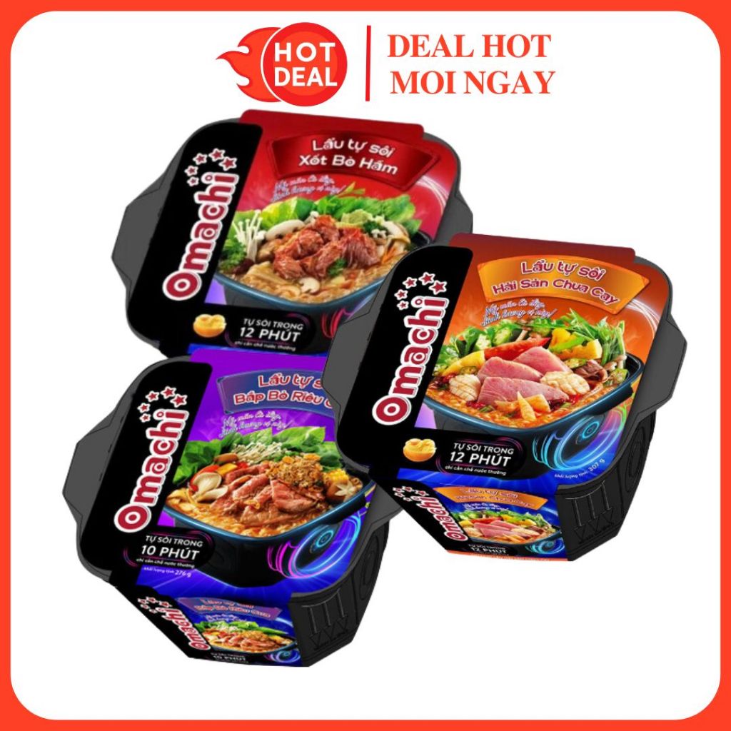 Lẩu Tự Sôi Omachi Hải Sản Chua Chay/Xốt Bò Hầm/Bắp Bò Riêu Cua | Shopee ...