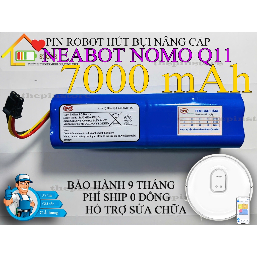 PIN ROBOT HÚT BỤI NEABOT NOMO Q11 LDS 6.0 NÂNG CẤP DUNG LƯỢNG 7000 MAH ...