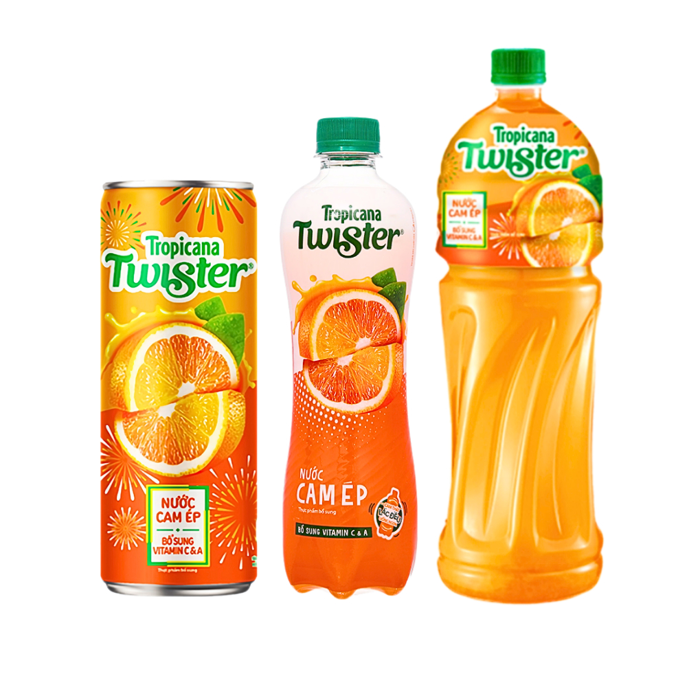 (Lốc 6 lon/chai) Nước cam ép Twister lon 320ml và chai 320ml/450ml/1L | Shopee Việt Nam