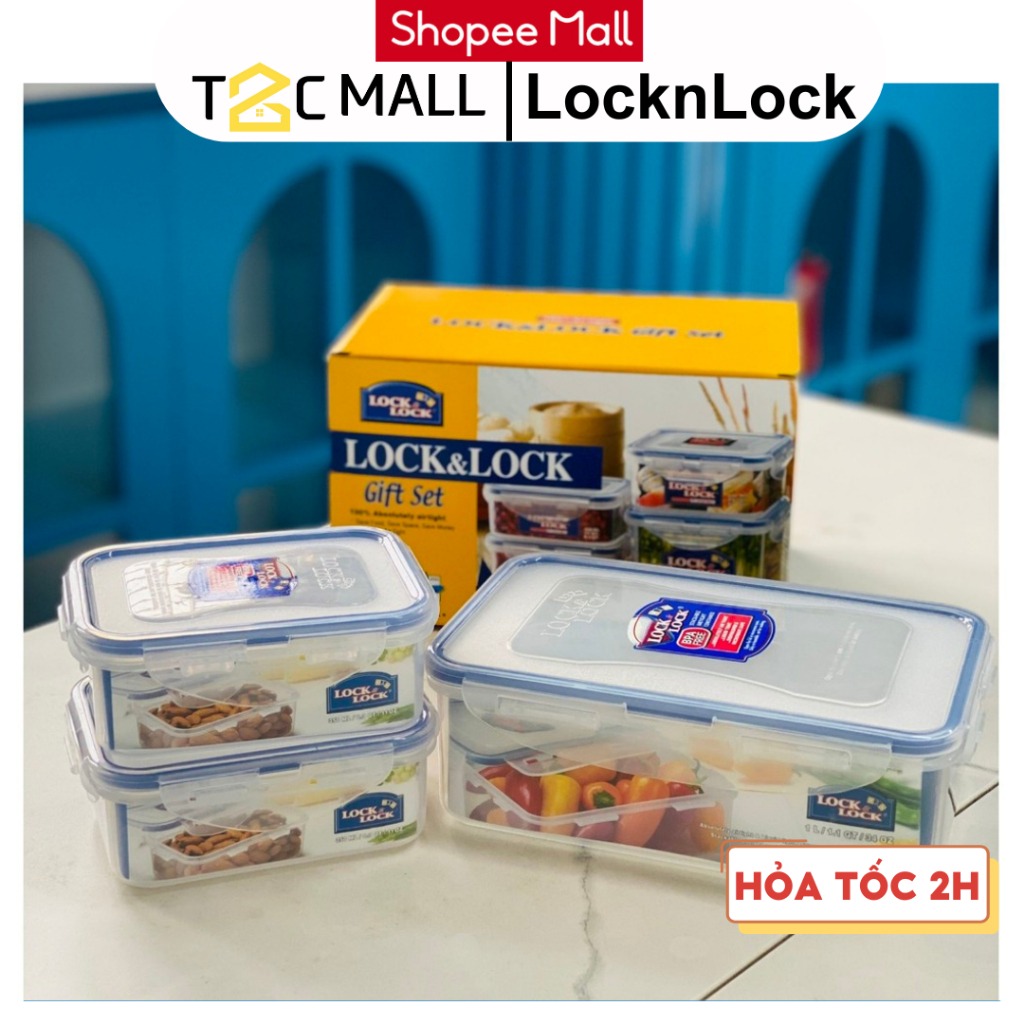 Bộ 3 Hộp Nhựa Đựng Thực Phẩm LocknLock Hộp Bảo Quản Thực Phẩm Kín Chính ...