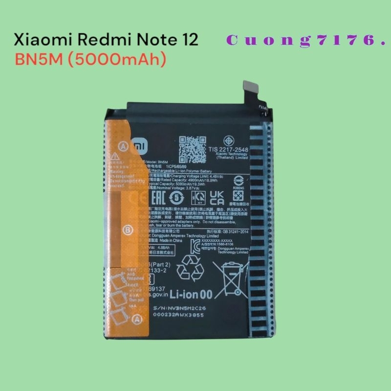 Pin Xiaomi Redmi Note 12 (BN5M) 5000mAh Mới Chuẩn Hãng | Shopee Việt Nam
