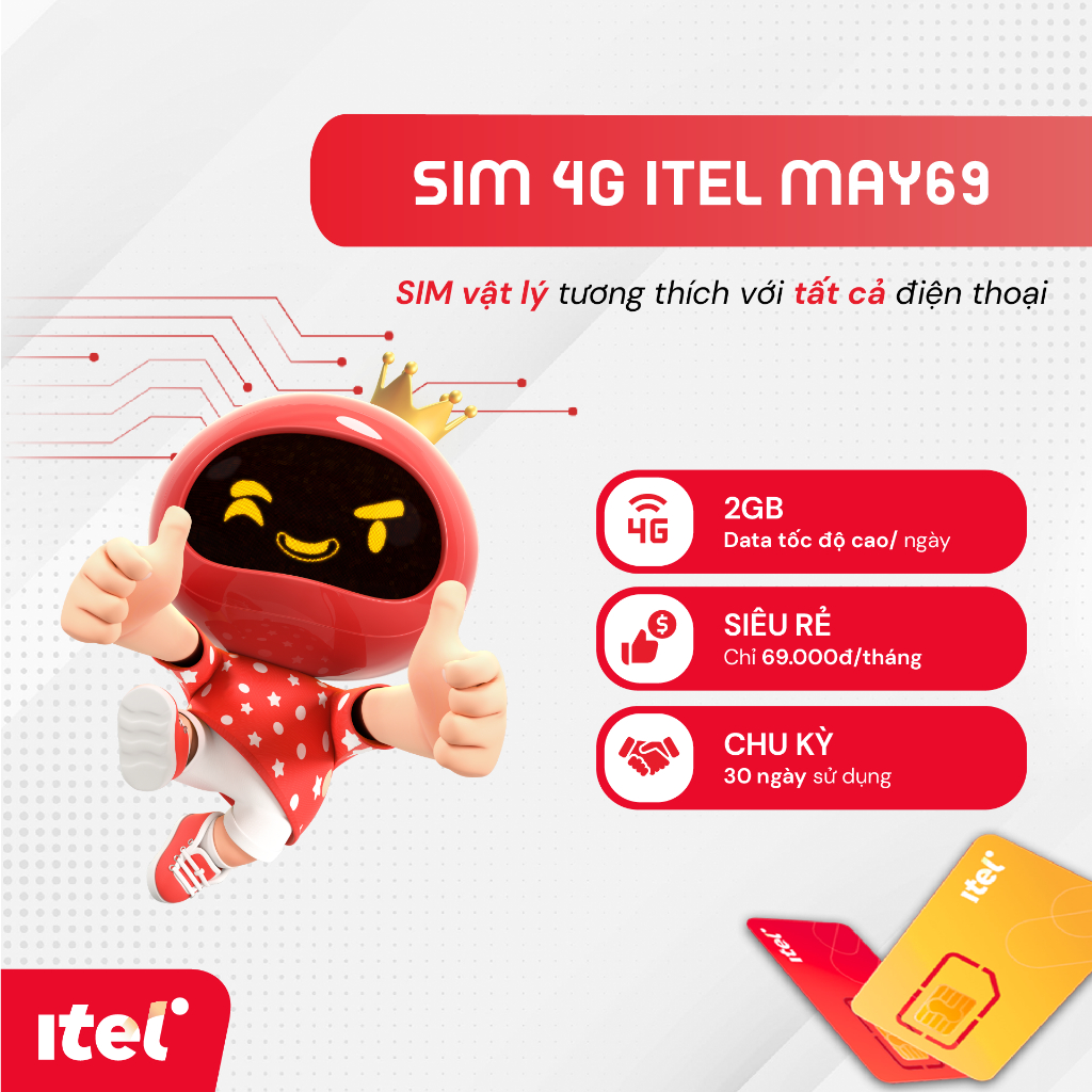 iTel - SIM 4G - Gói MAY69 2GB/ngày - 60GB/tháng | Shopee Việt Nam