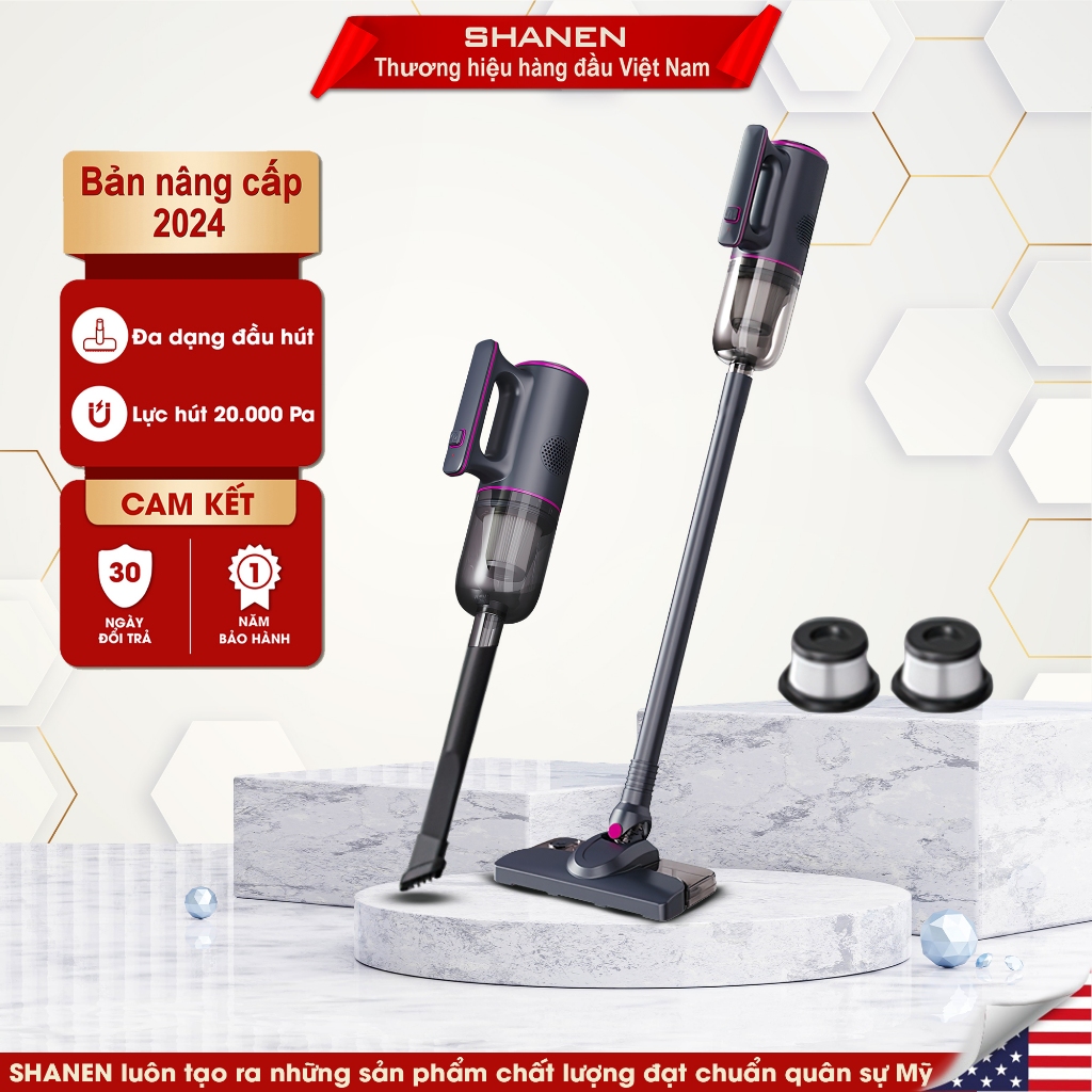 Máy hút bụi cầm tay lau sàn nhà SHANEN ZB001, Vừa hút vừa lau, Hút nệm ...