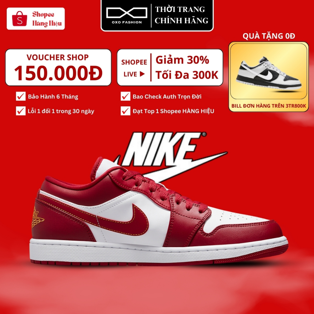 Giày Nike Jordan 1 Low Cardinal Red 553560-607 Chính Hãng 100% thể thao ...