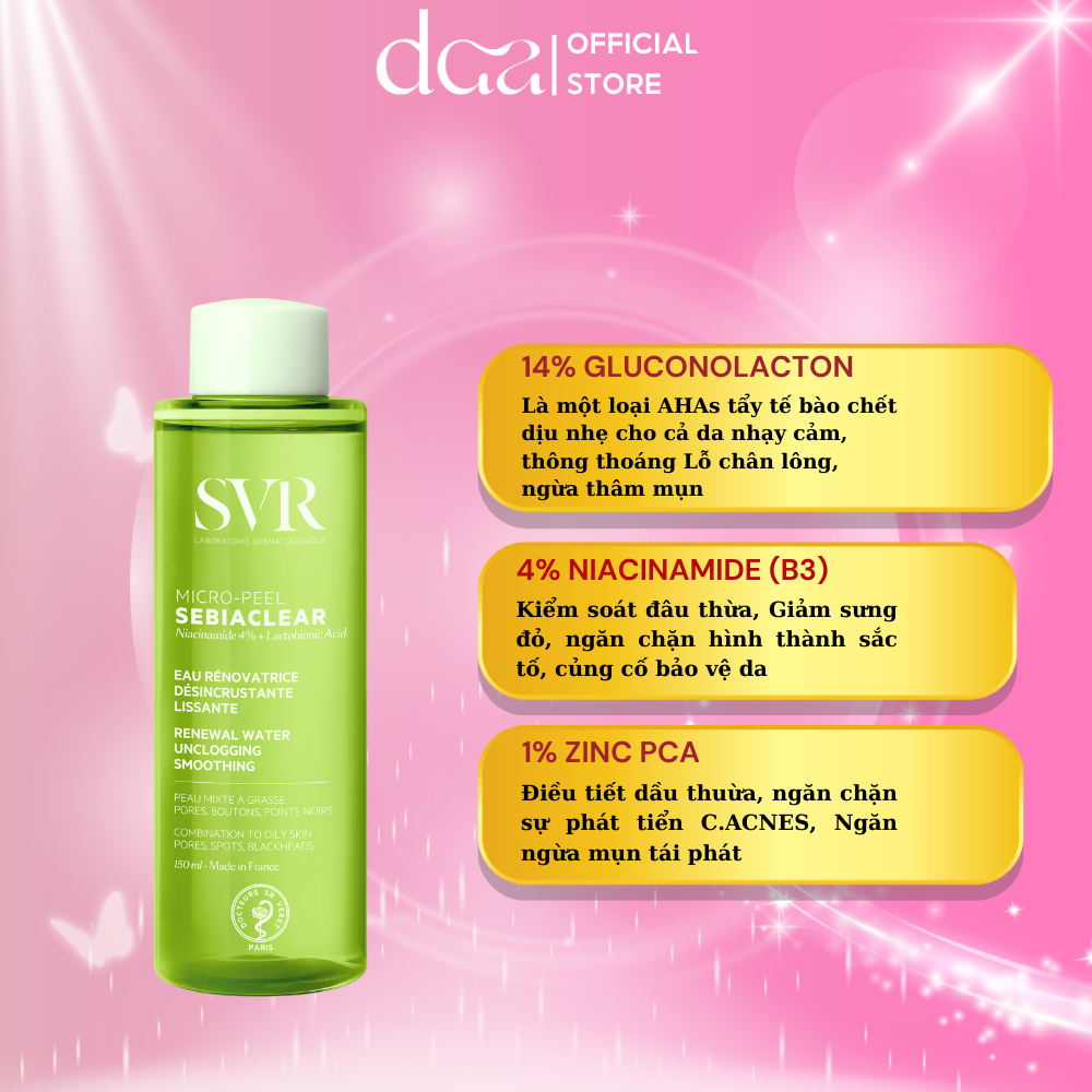 Toner SVR Sebiaclear Micro Peel Giảm Mụn Ngừa Thâm 150ml | Shopee Việt Nam