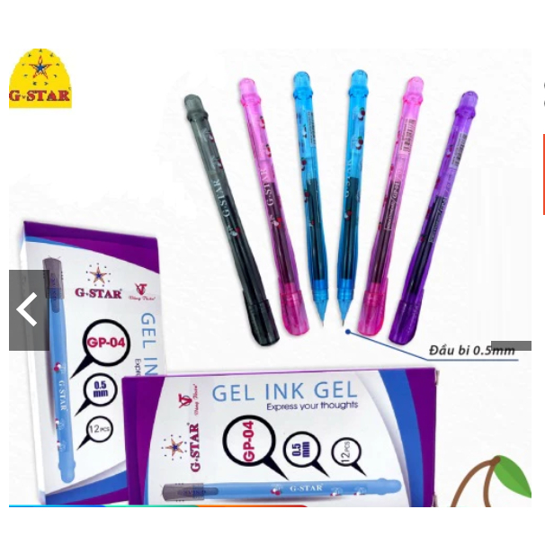 Hộp 12 Cây Viết Gel Gstar GP04 Ngòi 0.5mm ( Xanh, Đỏ, Đen, Tím ) | Shopee Việt Nam
