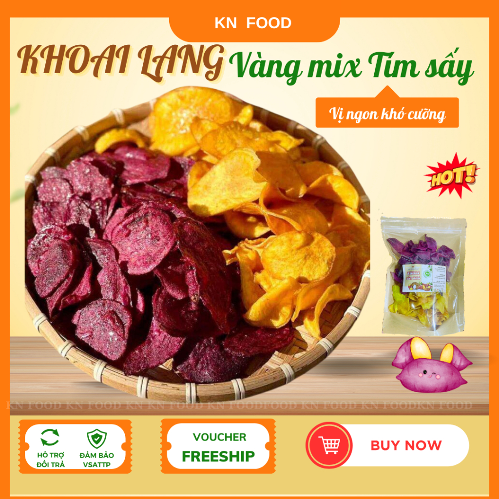 Khoai Lang Sấy Mật Ong Mix Khoai Lang Tím Thơm Ngon Giòn Đặc Sản Đà Lạt - KN FOOD | Shopee Việt Nam