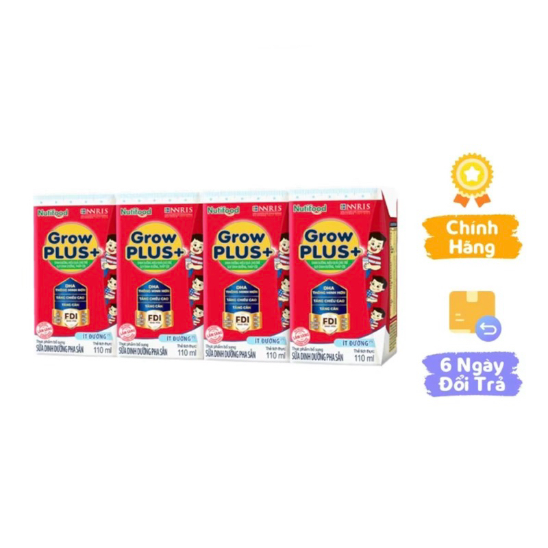 Sữa pha sẵn Grow Plus+ 110ml ít đường ( lốc 4 hộp ) | Shopee Việt Nam