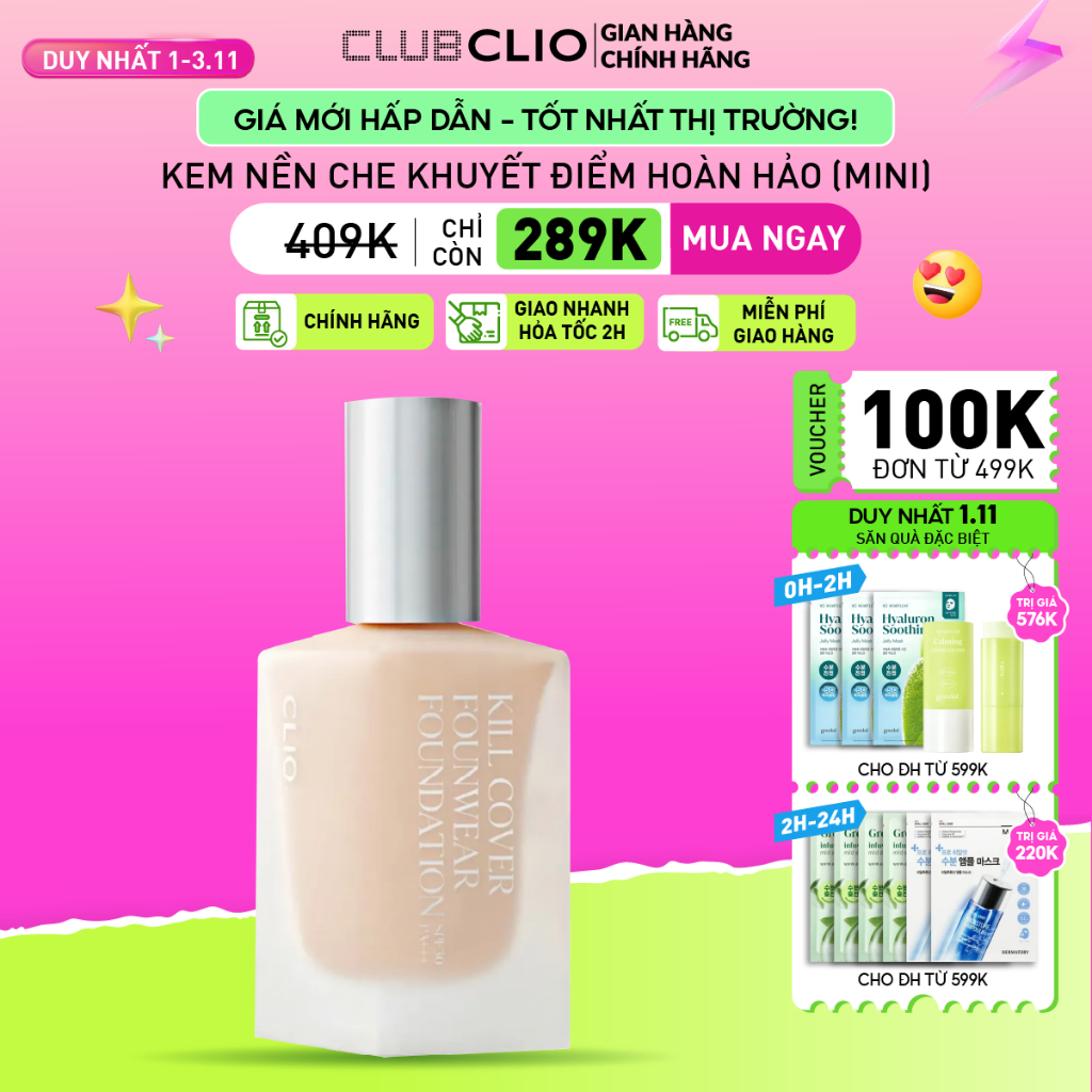 [Voucher 20K][Duy nhất 1.11]Kem Nền Che Khuyết Điểm Clio Kill Cover ...
