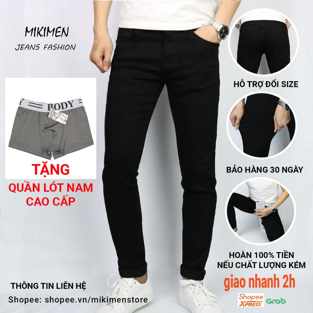 Quần jean nam, đen trơn, không rách gối, jeans,dày, form slimfit, bền màu. Quần bò nam, bigsize ...