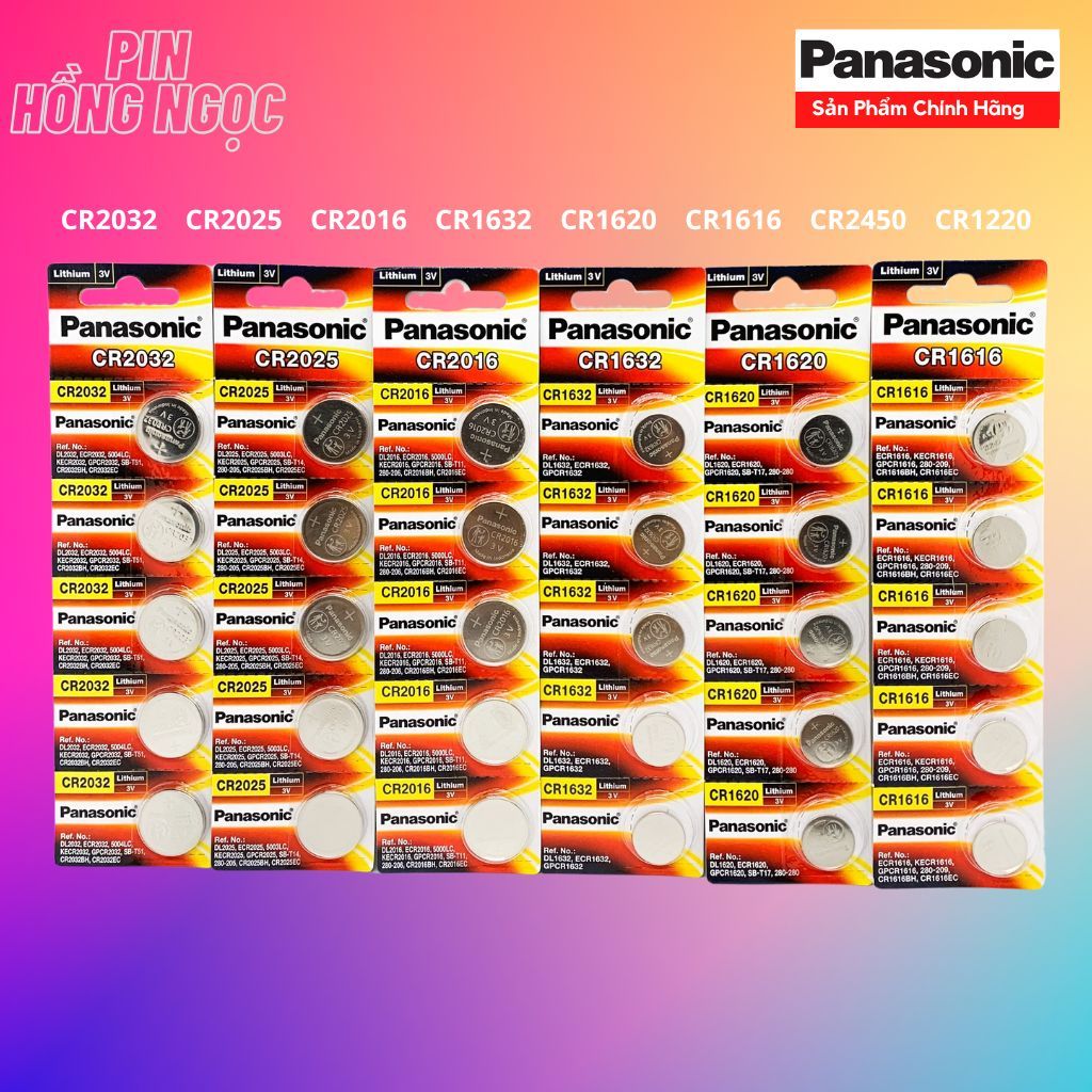 Vỉ 5 Viên Pin CR2032 / CR2025 / CR2016 / CR1632 / CR1620 / CR1616 / CR1220 / CR2450 / LR44 ...