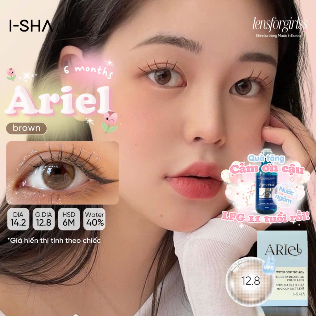 Kính áp tròng nâu sữa có viền ORIANA ARIEL BROWN dành cho mắt nhạy cảm ...