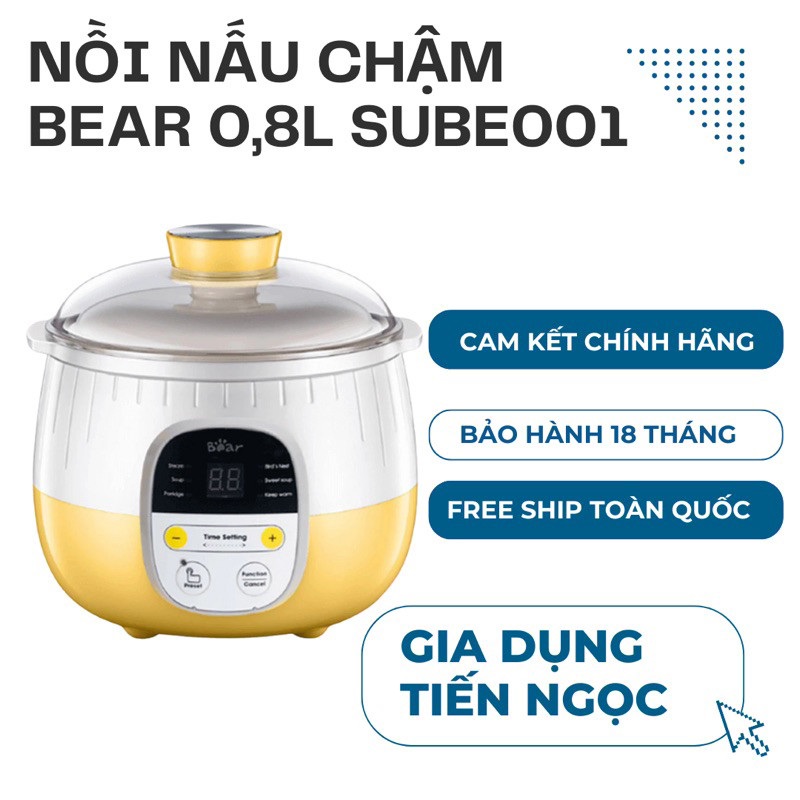 Nồi Nấu Chậm Bear 0.8L SUBE001 - Công suất 200W, Nấu, Hầm Ninh Đa Năng ...
