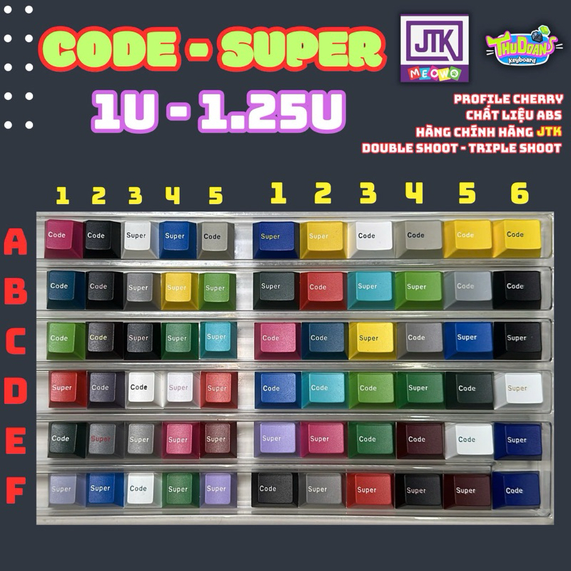 Keycap JTK | MOD CODE & SUPER 1U - 1.25U r4 | Keycap lẻ | Mod JTK | Hàng grab | Double shoot ...