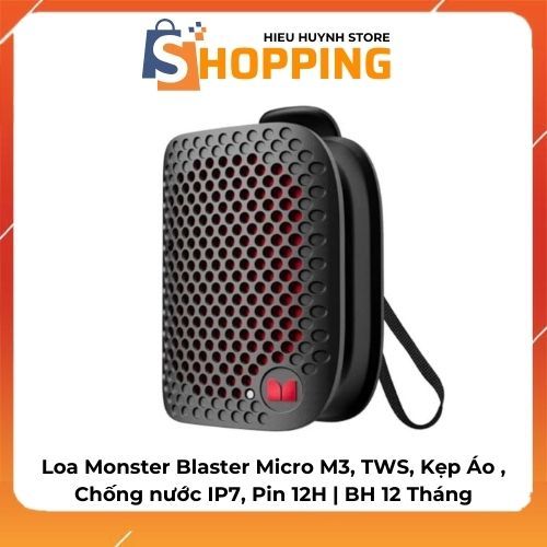 Loa Monster Blaster Micro, TWS, Kẹp Áo, Chống nước IP7, Bluetooth 5.4 ...